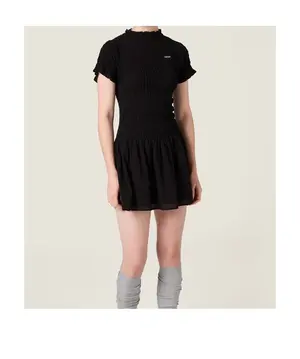 Miu Miu Georgette Mini-dress With Logo Tag