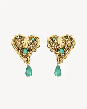 Saint Laurent Heart-shaped Pendant Earrings
