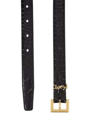 Saint Laurent Patent Leather Crocodile Pattern Belt
