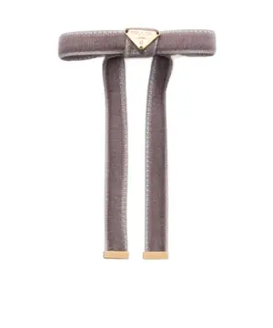 Prada Logo Velvet Hair Clip - Slate Ash