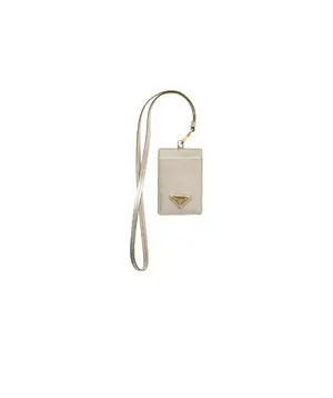 Prada Triangle-logo Saffiano-leather Badge-holder - Pyrite