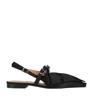 GANNI Pointed-toe Bow Flats - Black