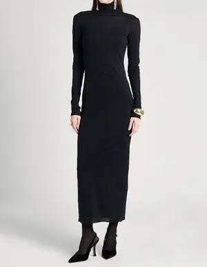 MAXCO. Long Sleeve Embellished Turtleneck Maxi Dress
