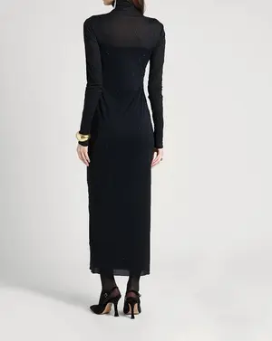 MAXCO. Long Sleeve Embellished Turtleneck Maxi Dress