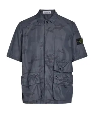 Stone Island Camo-print Cotton-blend Shirt - Black