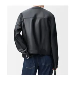 Loewe Long-sleeved Leather Jacket With V-neck And Snap Closure