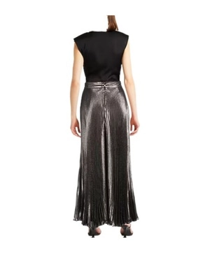 Max Mara High-waisted Pleated Metallic Wide-leg Pants