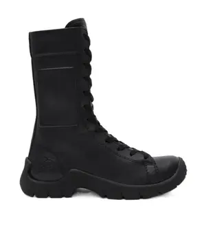 Burberry Leather Lace-up Boots With Wavy Sole - Black