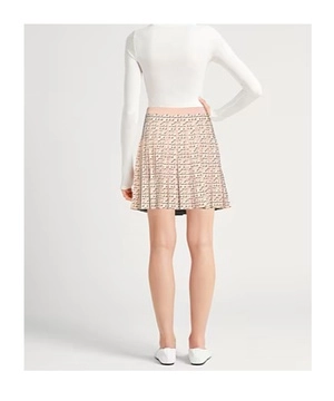 Tory Burch Pleated Knit Mini Skirt With Logo Print