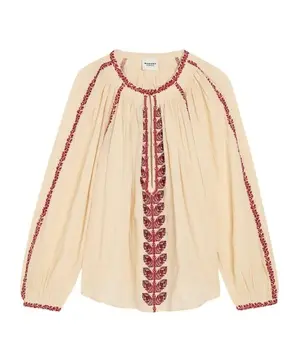Isabel Marant Étoile Isabel Marant Etoile Embroidered Cotton Blouse Nude