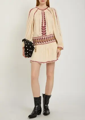 Isabel Marant Étoile Embroidered Cotton Blouse - Nude