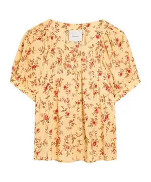 REFORMATION Calia Floral-print Puff Sleeve Blouse - Nude
