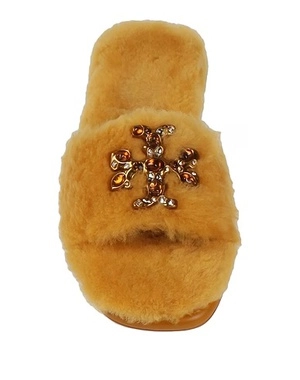 Tory Burch Embellished Fur Slides