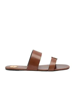 Saint Laurent Babylone Leather Sandals - Brown