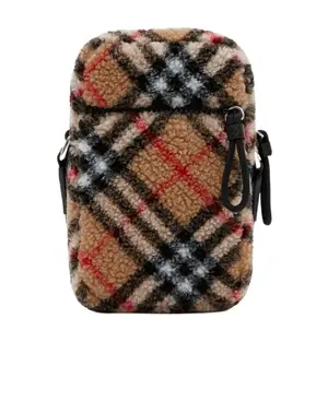 Burberry Check-pattern Fleece Shoulder Bag - Black
