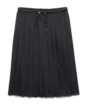 Prada Pleated Jersey Skirt With Drawstring Closure - Slate Grey