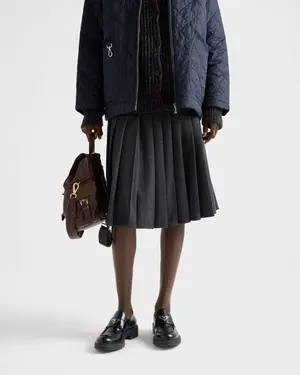 Prada Pleated Jersey Skirt With Drawstring Closure - Slate Grey