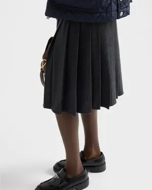 Prada Pleated Jersey Skirt With Drawstring Closure - Slate Grey