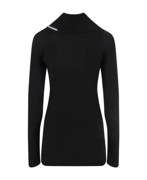 JIL SANDER Long-sleeved Knitted Top With Half-zip - Black