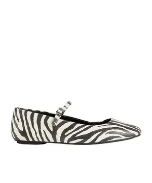 MAXCO. Max&co. Zebra Print Leather Mary Jane Flats