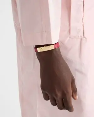 Prada Saffiano Leather Logo Bracelet