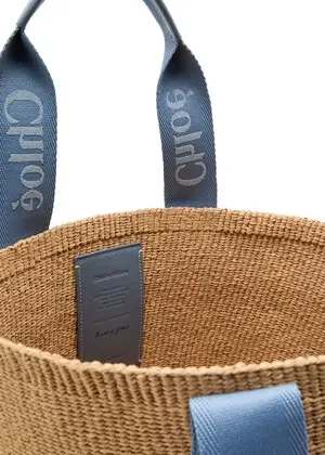 Chloé Woody Logo-embroidered Raffia Basket Bag