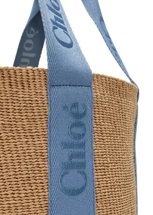 Chloé Woody Logo-embroidered Raffia Basket Bag