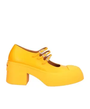 Marni Round Toe Chunky High Heels - Yellow