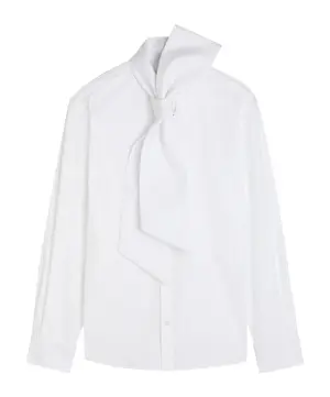 Saint Laurent Scarf-effect Cotton-poplin Shirt - White