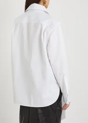 Saint Laurent Scarf-effect Cotton-poplin Shirt - White