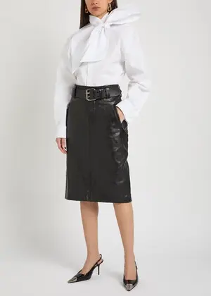Saint Laurent Scarf-effect Cotton-poplin Shirt - White
