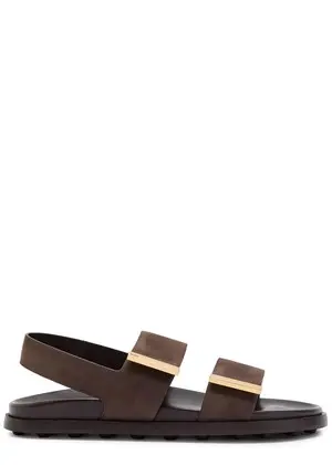 TOD'S Suede Sandals With Designer Plaques