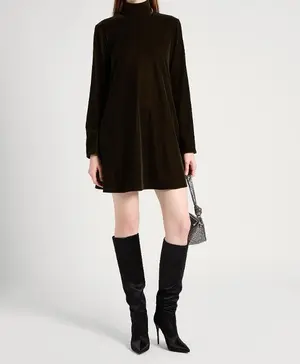 MAXCO. Max&co. Velvet Turtleneck Long Sleeve Dress
