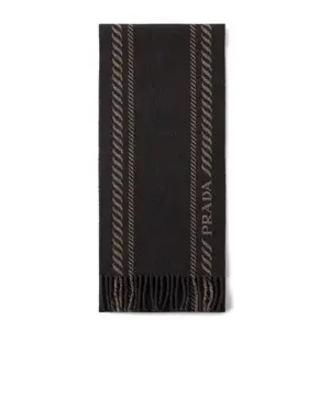 Prada Logo-embroidered Scarf - Ebony