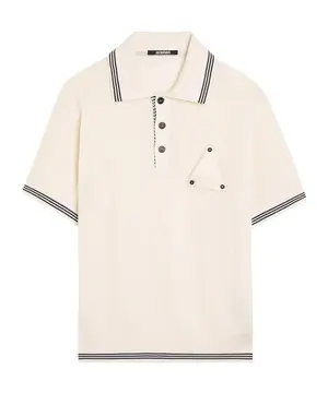 Jacquemus Le Polo Voilier Open-knit Silk And Cotton-blend Polo Shirt - White