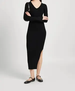 MAXCO. Max&co. Ribbed V-neck Midi Dress