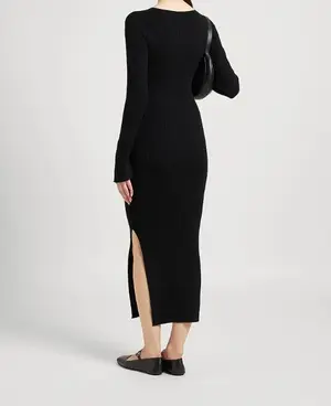 MAXCO. Max&co. Ribbed V-neck Midi Dress