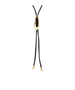 LEMAIRE Nappa Leather Necklace With Brass Embellishment - Black