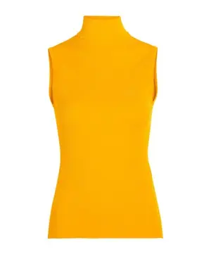 Loewe Sleeveless High Neck Knitted Top With Chest Embroidery - Orange