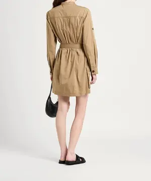 MAXCO. Max&co. Belted Mandarin Collar Long Sleeve Poplin Dress