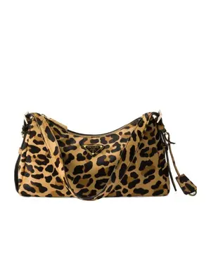 Prada Aimèe Medium Printed Leather Shoulder Bag - Honey-colored
