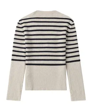 A.p.c. Striped V-neck Ribbed-knit Jumper