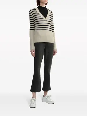 A.p.c. Striped V-neck Ribbed-knit Jumper