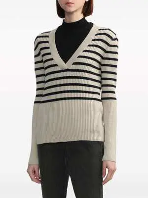 A.p.c. Striped V-neck Ribbed-knit Jumper