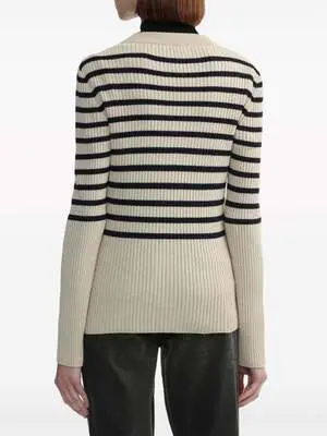 A.p.c. Striped V-neck Ribbed-knit Jumper