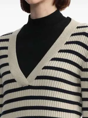 A.p.c. Striped V-neck Ribbed-knit Jumper
