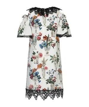 Dolce & Gabbana Floral-print Lace Trimmed Short Sleeve Dress