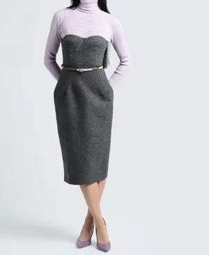 MAXCO. Midi Bodycon Dress With Sweetheart Neckline