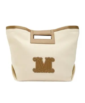 Max Mara Logo-appliquéd Canvas Tote Bag - Nude