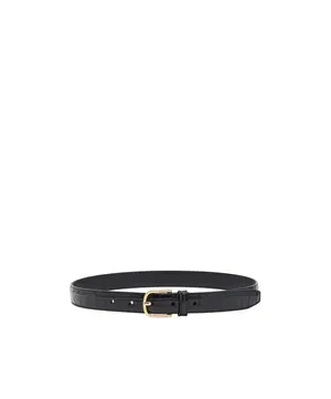 TOTEME Crocodile Pattern Leather Belt - Black